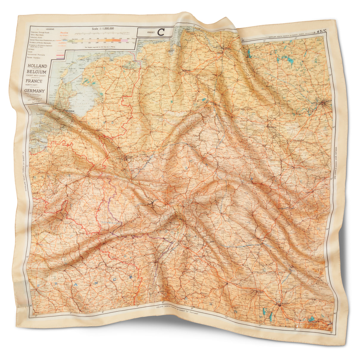 WWII Escape Map Scarf for Sale - WW2 Silk escape maps evasion - World ...
