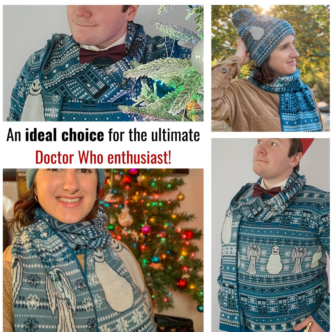TARDIS, Weeping Angels and Snowmen Christmas Doctor Who Scarf – LOVARZI