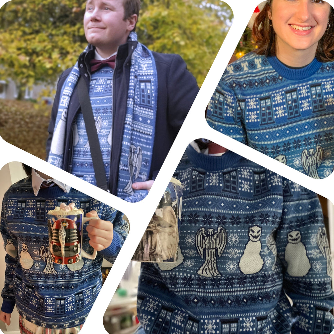 Doctor Who Christmas Jumper - TARDIS, Weeping Angels & Snowmen Sweater ...