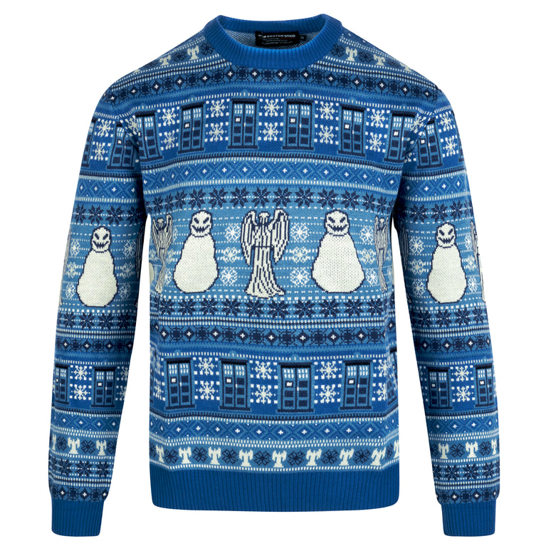 Doctor Who Christmas Jumper - TARDIS, Weeping Angels & Snowmen Sweater ...