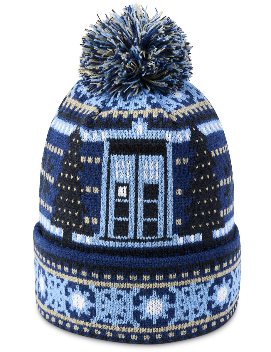 Doctor Who Beanie Hat - TARDIS, Daleks and Festive Pattern - Dr Who ...